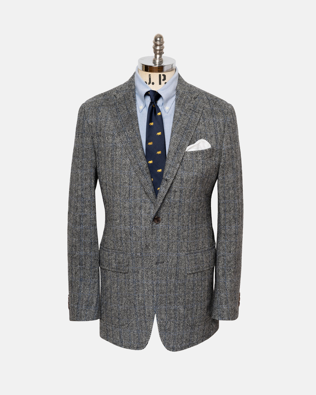 Black & White Herringbone Cheviot Tweed Sport Coat | J. PRESS