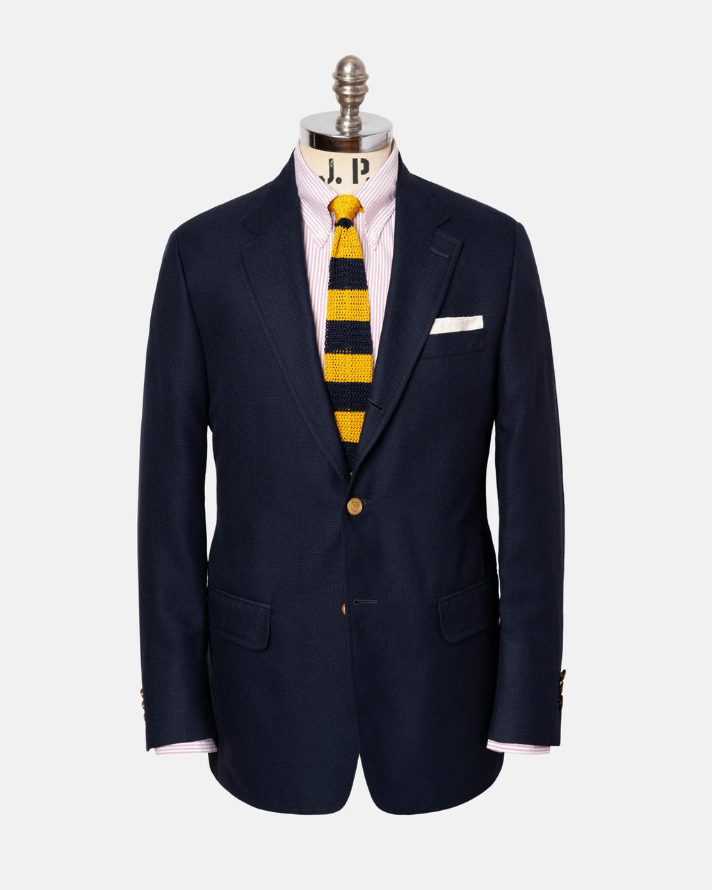 Navy Cotton/Wool Hopsack Blazer | J.PRESS