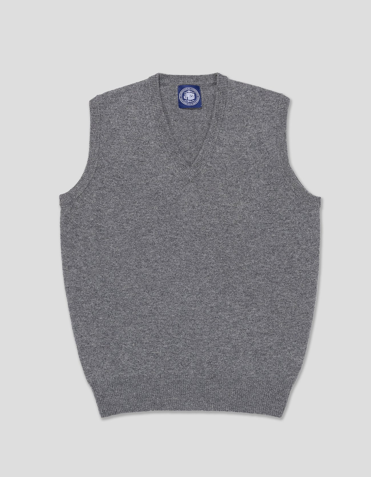 Lambswool V Neck Vest - Grey Mix