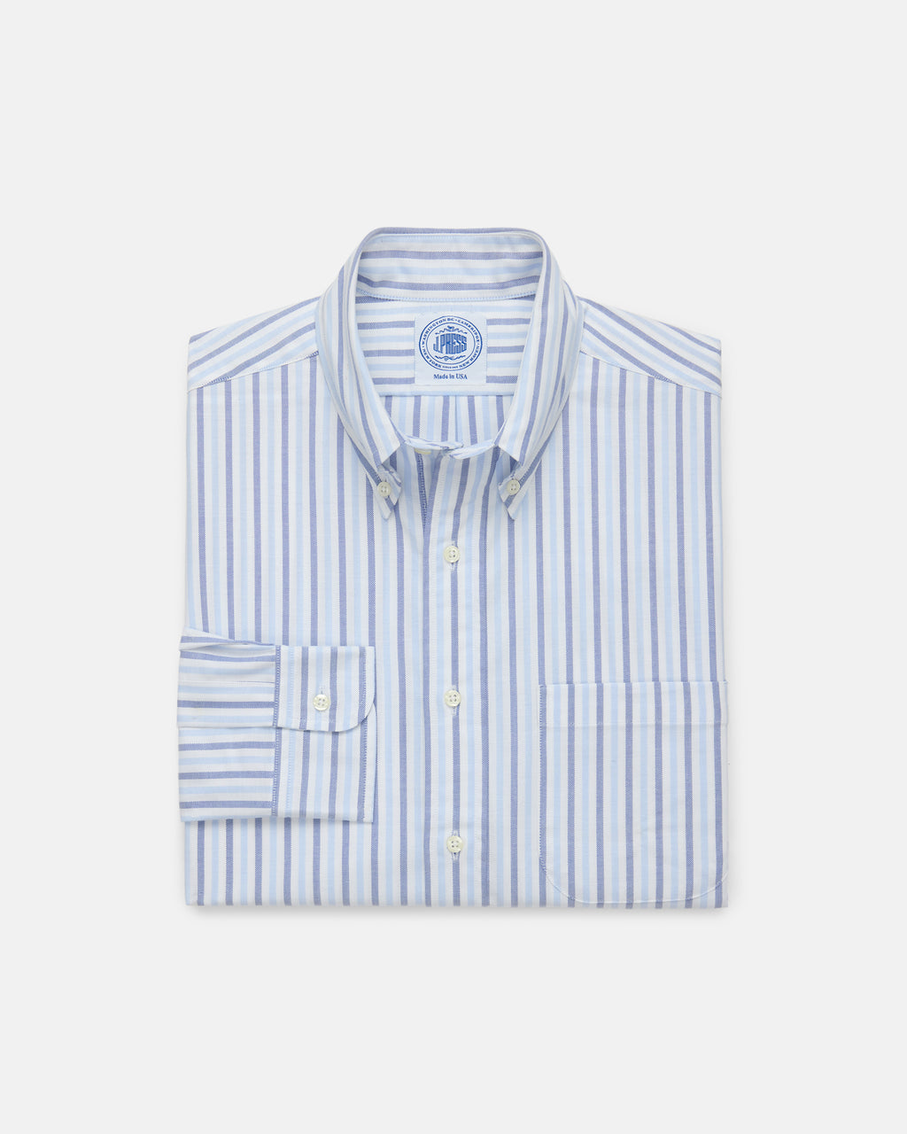 Blue & Light Blue Bold Stripe Oxford Sport Shirt - Classic Fit | J. PRESS